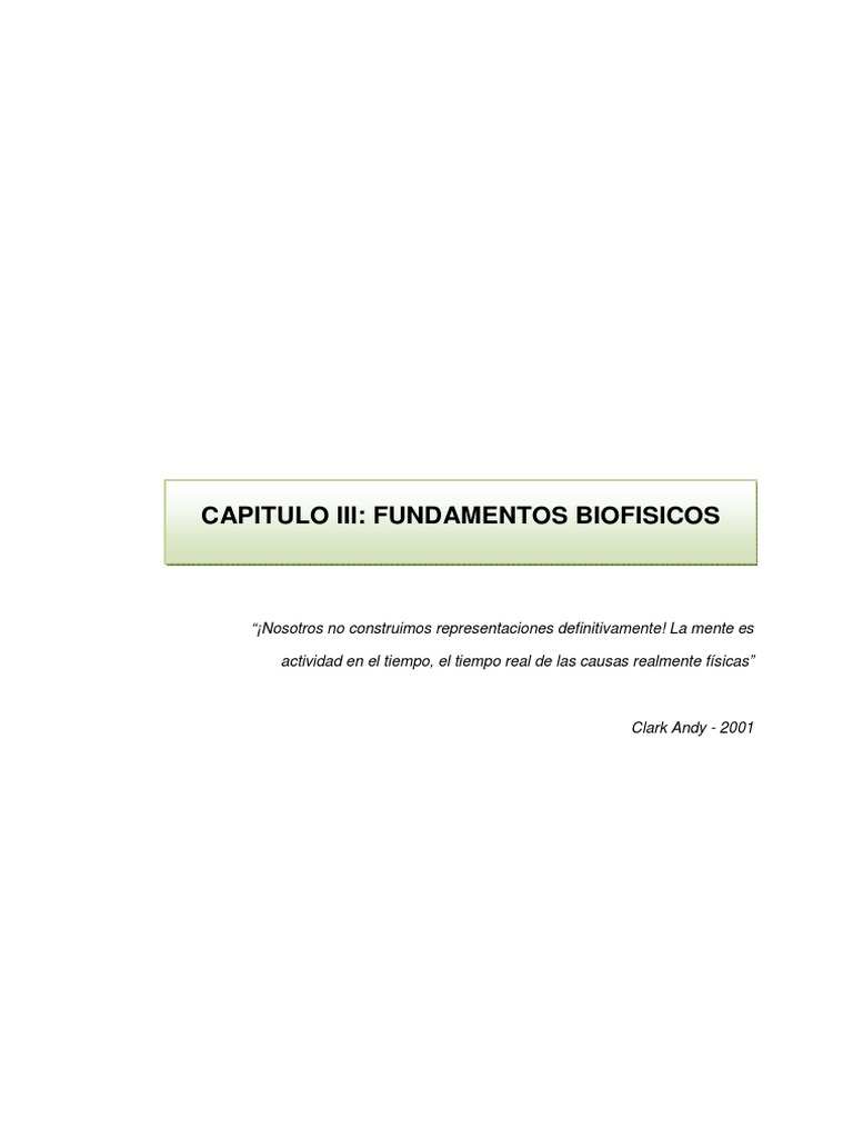 Capitulo Iii Fundamentos Biofisicos | PDF | Sinapsis | Neuroplasticidad