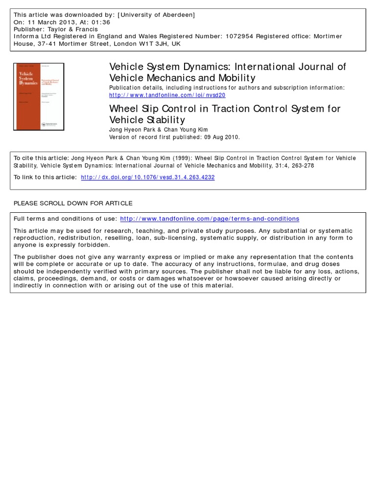 Wheel Slip Control for Enhanced Vehicle Stability During Cornering and ...