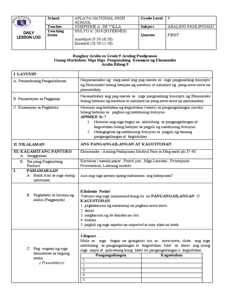 Unang Markahan Aralin 9 | PDF