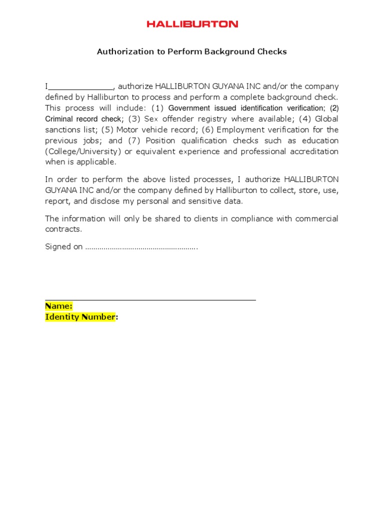 Background Check Authorization | PDF | Law