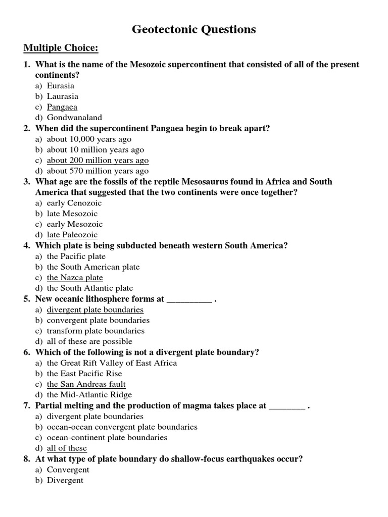 Geotectonic Concepts and Questions | PDF | Plate Tectonics | Physical ...