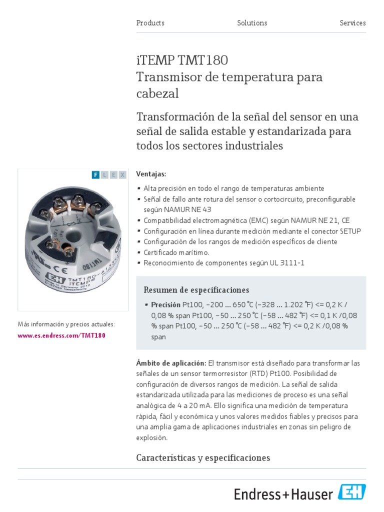 Transmisor TMT180 de Endress+Hauser | PDF | Metrología | Ingenieria ...