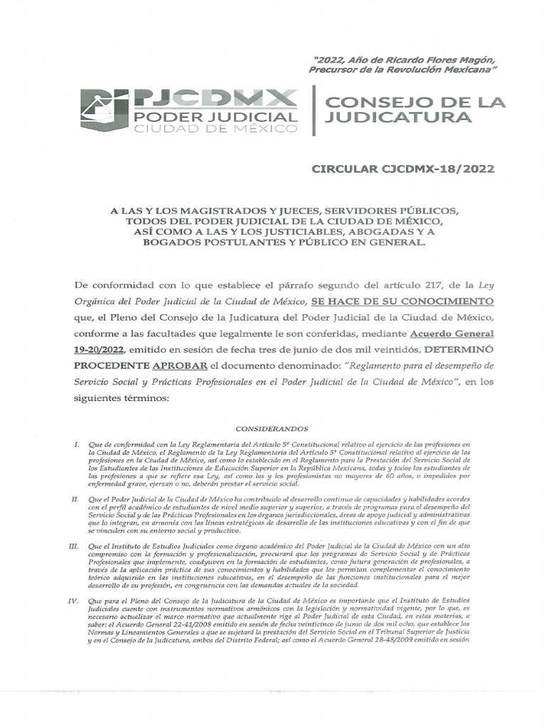 Circular CJCDMX 18 2022 | PDF
