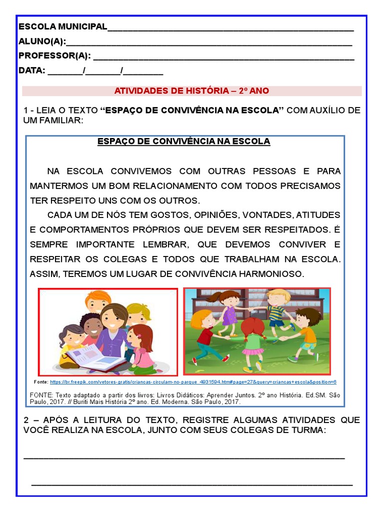 Atividades De Historia 2ordm Ano Pdf Pdf Escolas