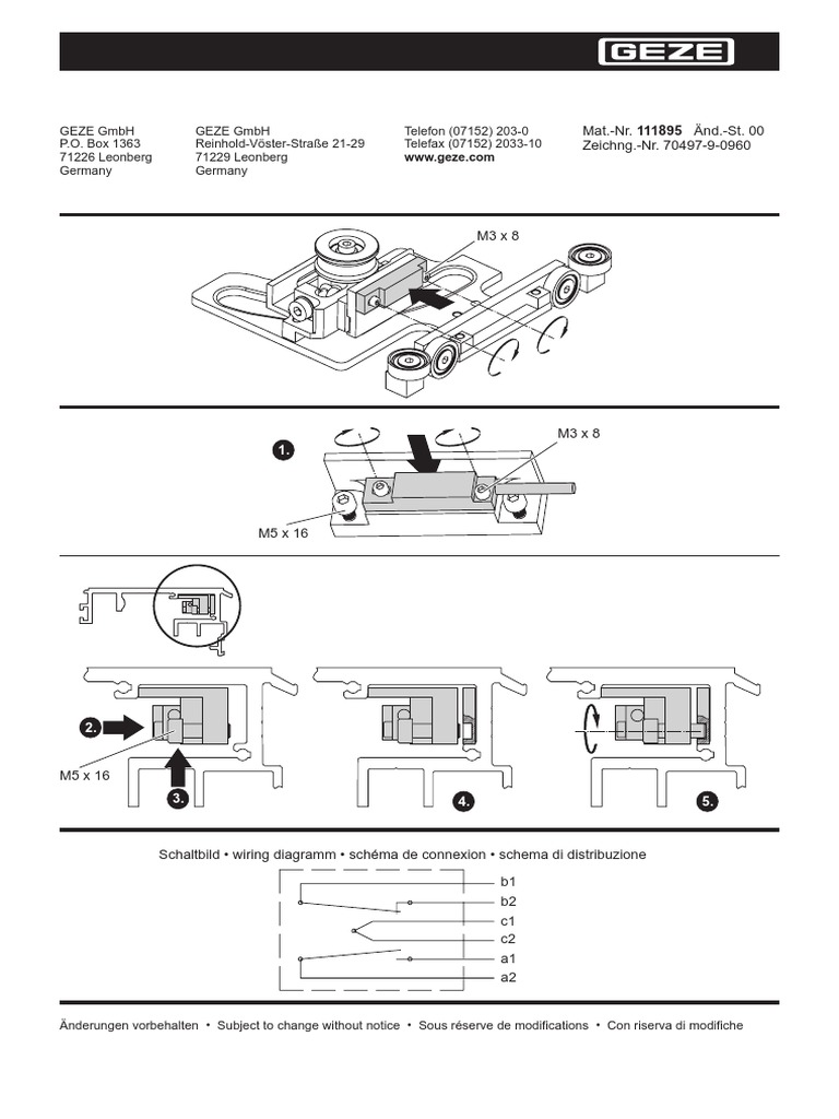 GEZE Installation Instructions en 647825 | PDF
