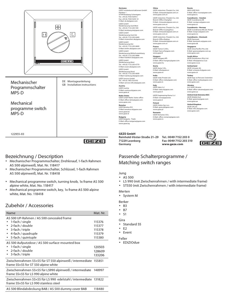 GEZE Installation Instructions en 739657 | PDF