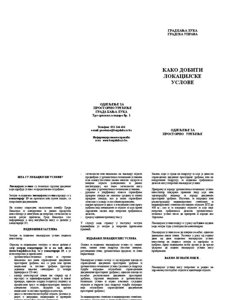 Vodič Kako Dobiti Lokacijske Uslove | PDF