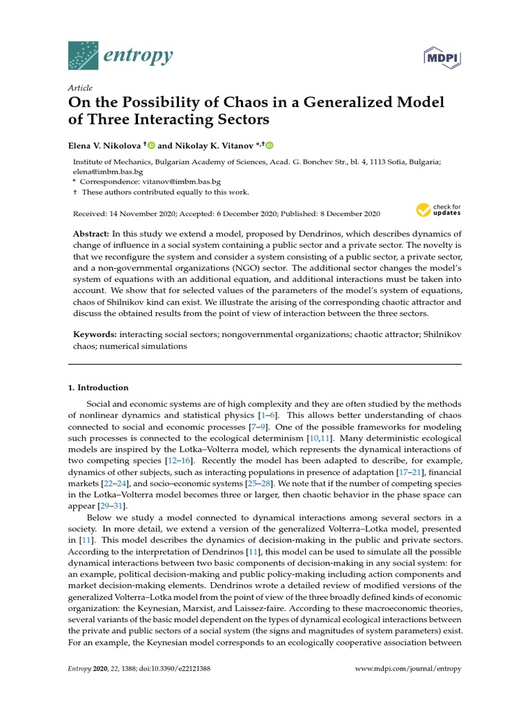 Exploring the Possibility of Chaotic Dynamics in a Three-Sector Model of Interacting Social ...