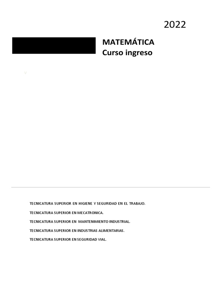 Teoria MATEMATICAS Ingreso 2022 | PDF | Ecuaciones | División (Matemáticas)