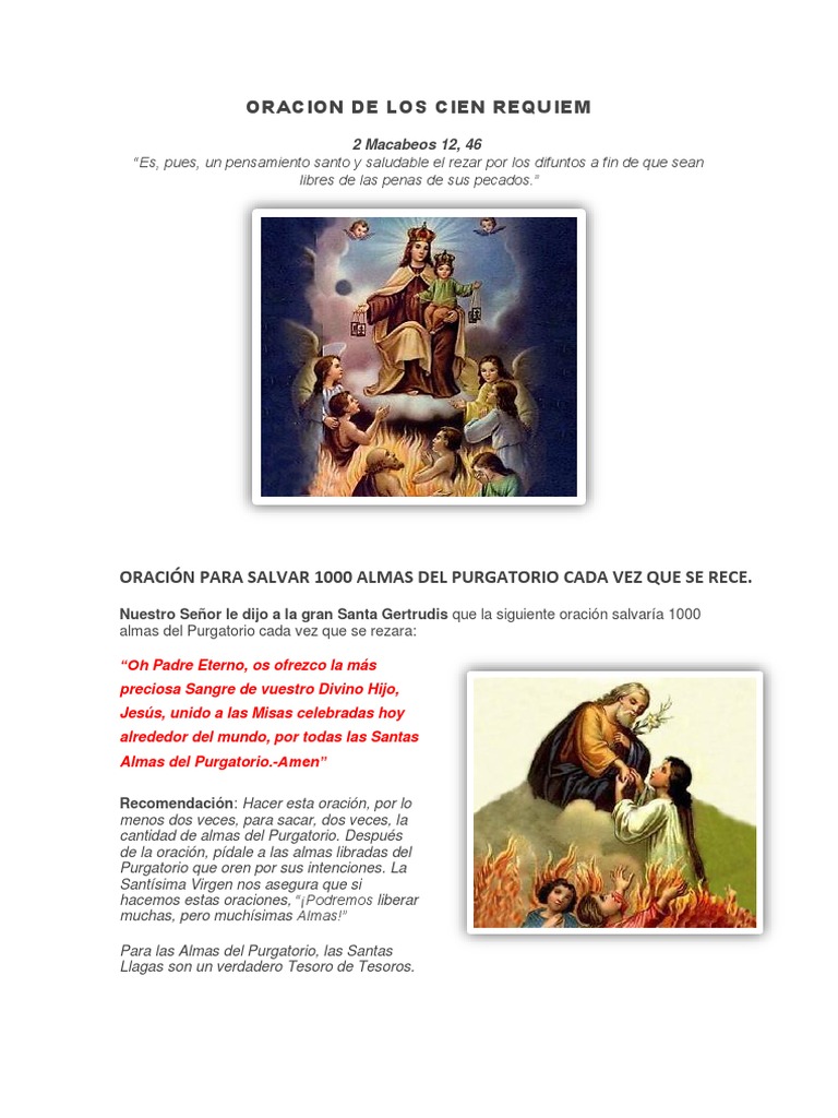 Almas Del Purgatorio - Oracion de Los Cien Requiem | PDF | Oración ...