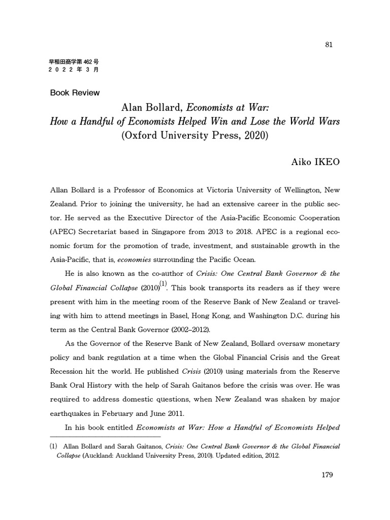 Alan Bollard, (Oxford University Press, 2020) : Book Review | PDF ...