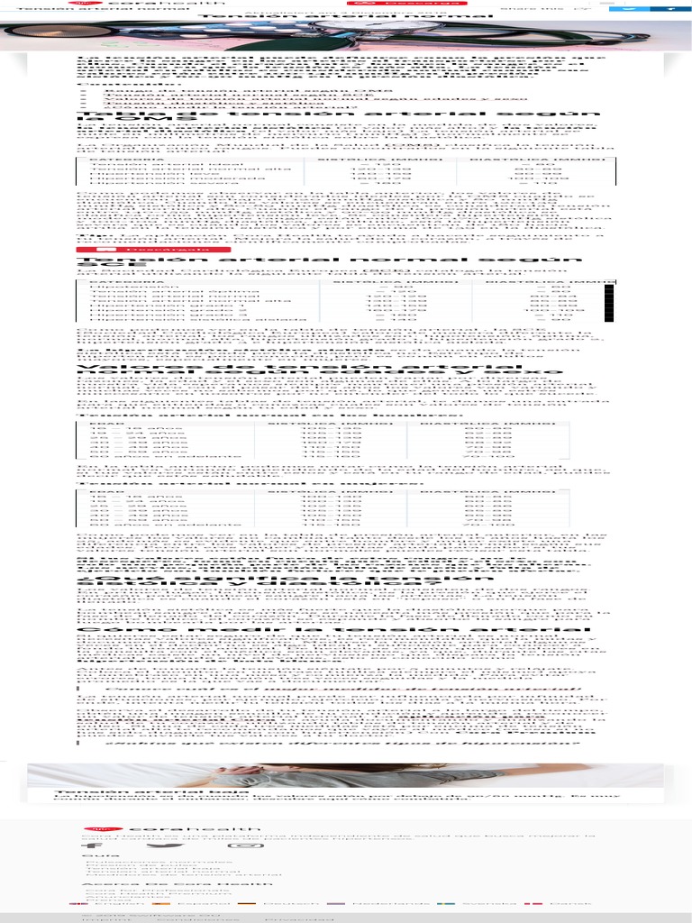 Tensión Arterial Normal - Valores, Cambios y Medi | PDF | Presión sanguínea | Hipertensión