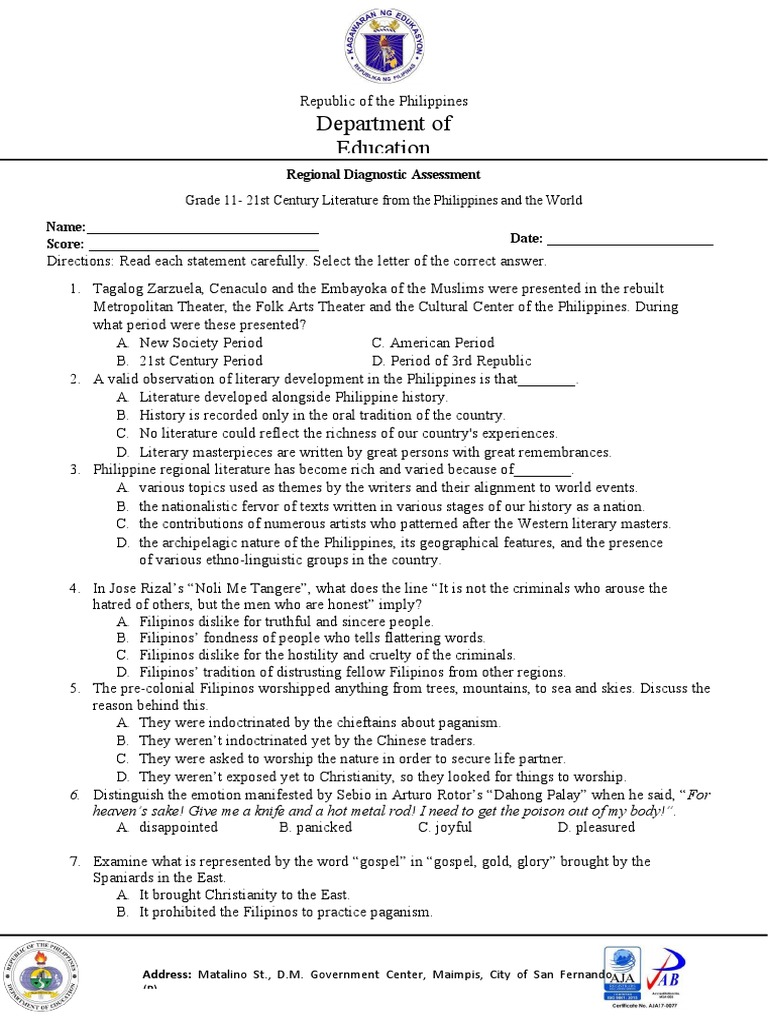 Grade 11 Literature Assessment Guide | PDF | Poetry | T. S. Eliot