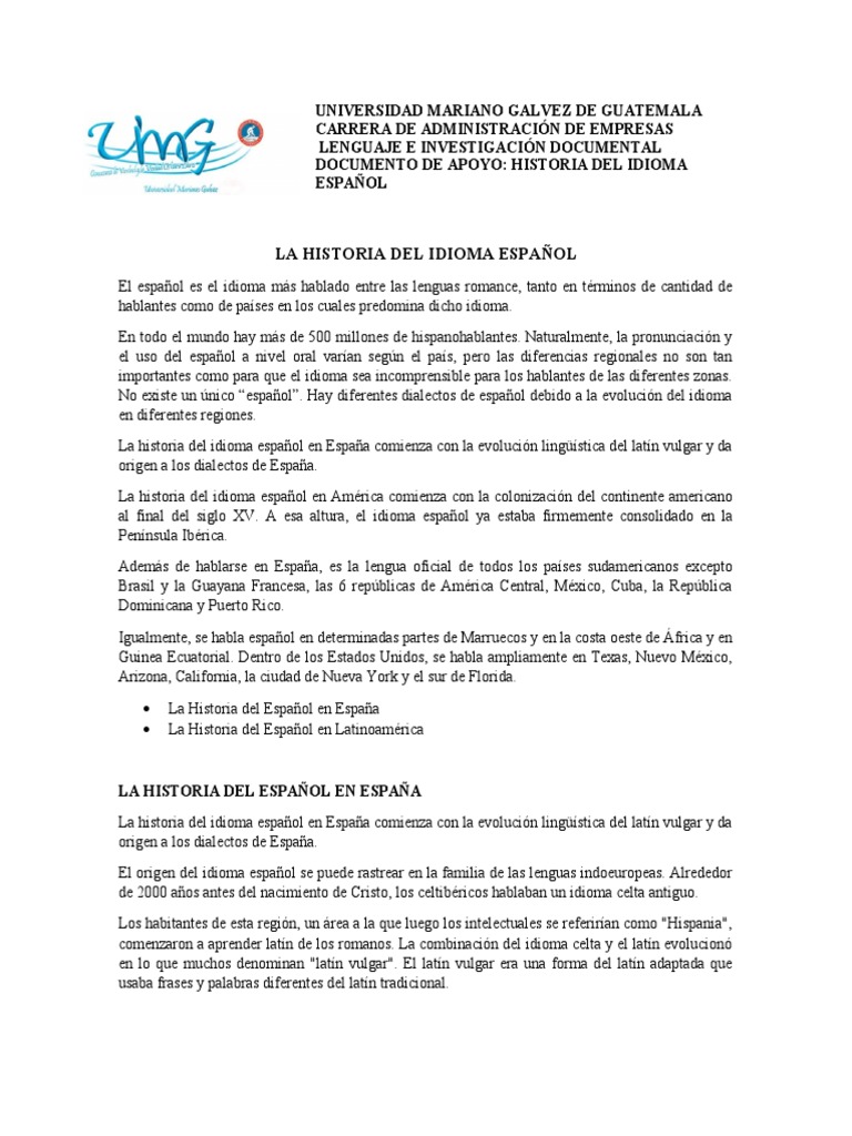 Historia Del Idioma Español | PDF | Lengua española | latín