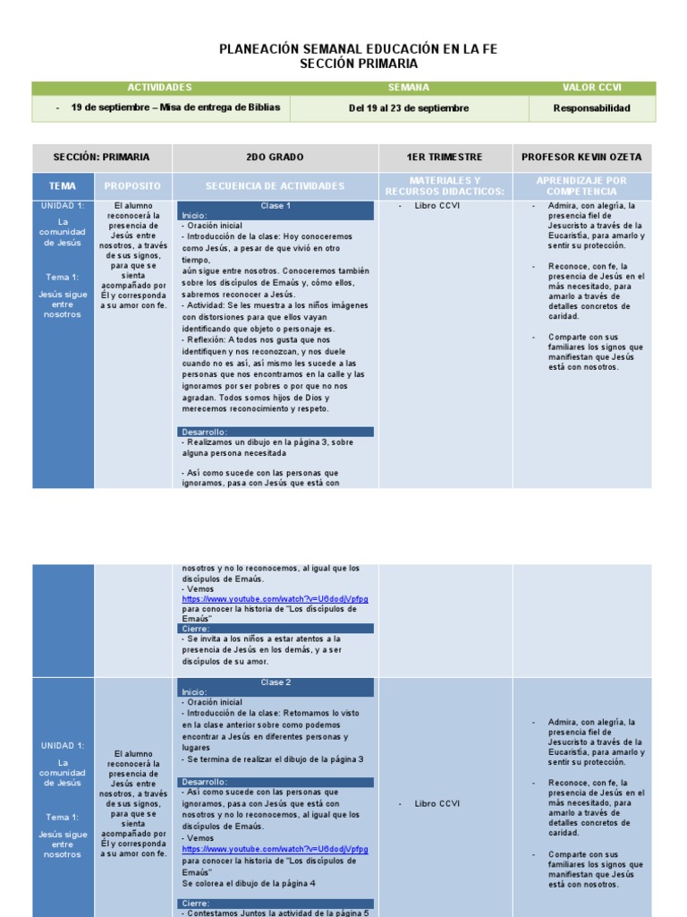 2do. 3ro. 4to. Prim. Del 26 Al 30 de Septiembre | PDF | Biblia | Jesús