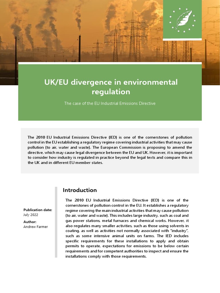 UK EU Divergence in Environmental Regulation - The Case of The EU ...