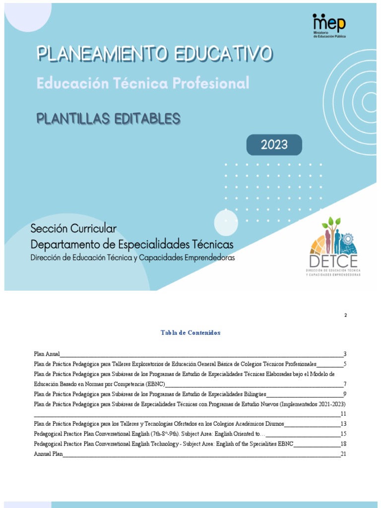 Plantillas Editables Planeamiento ETP 2023 | PDF | Maestros | Control (social y político)