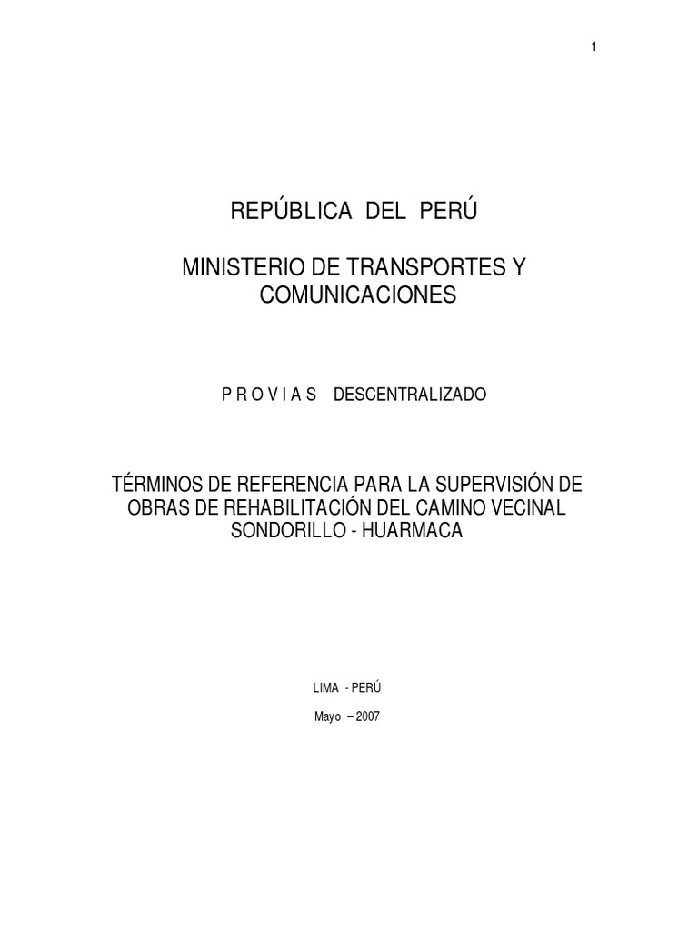 TDR Supervision | PDF | Presupuesto