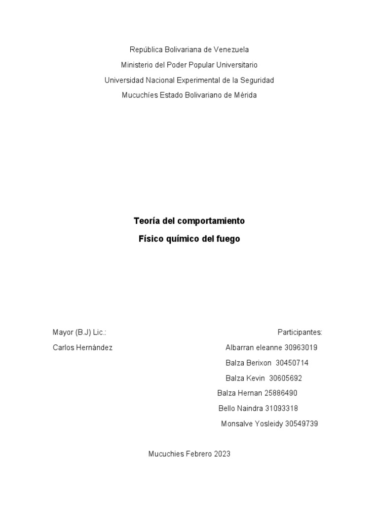 Teoria Del Comportamiento Fisico Quimico Del Fuego | PDF | Combustión ...