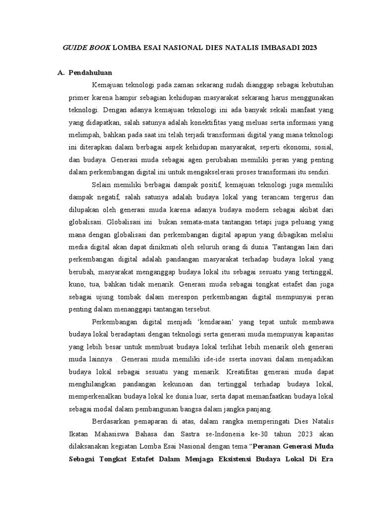 Guide Book Lomba Esai Nasional | PDF