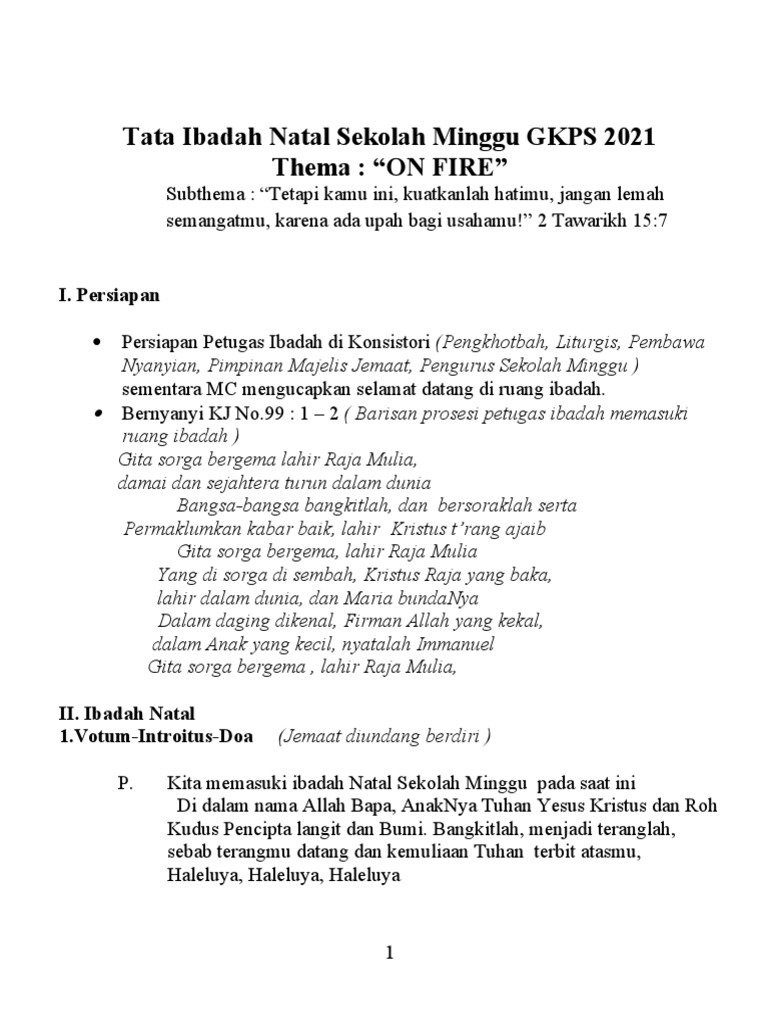 Tata Ibadah Natal SM GKPS 2021 | PDF