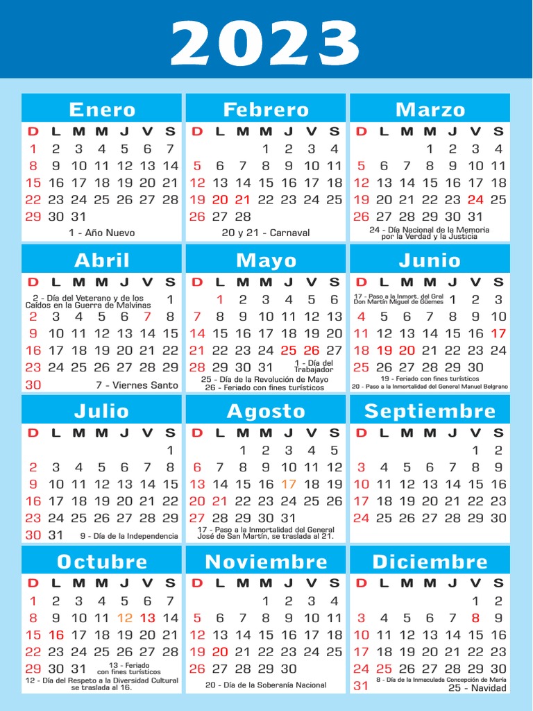 Calendario de Feriados 2023 Argentina | PDF | América del Sur