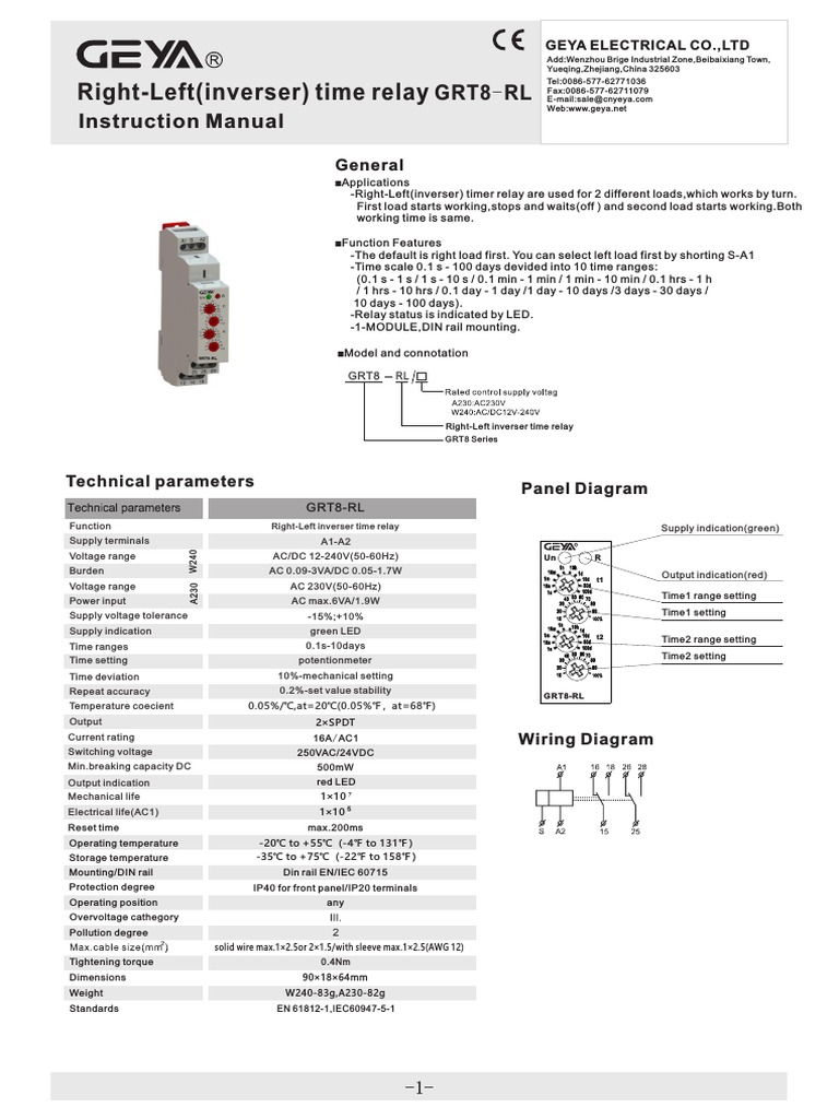 GRT8 RL Manual | PDF | Relay | Power Inverter