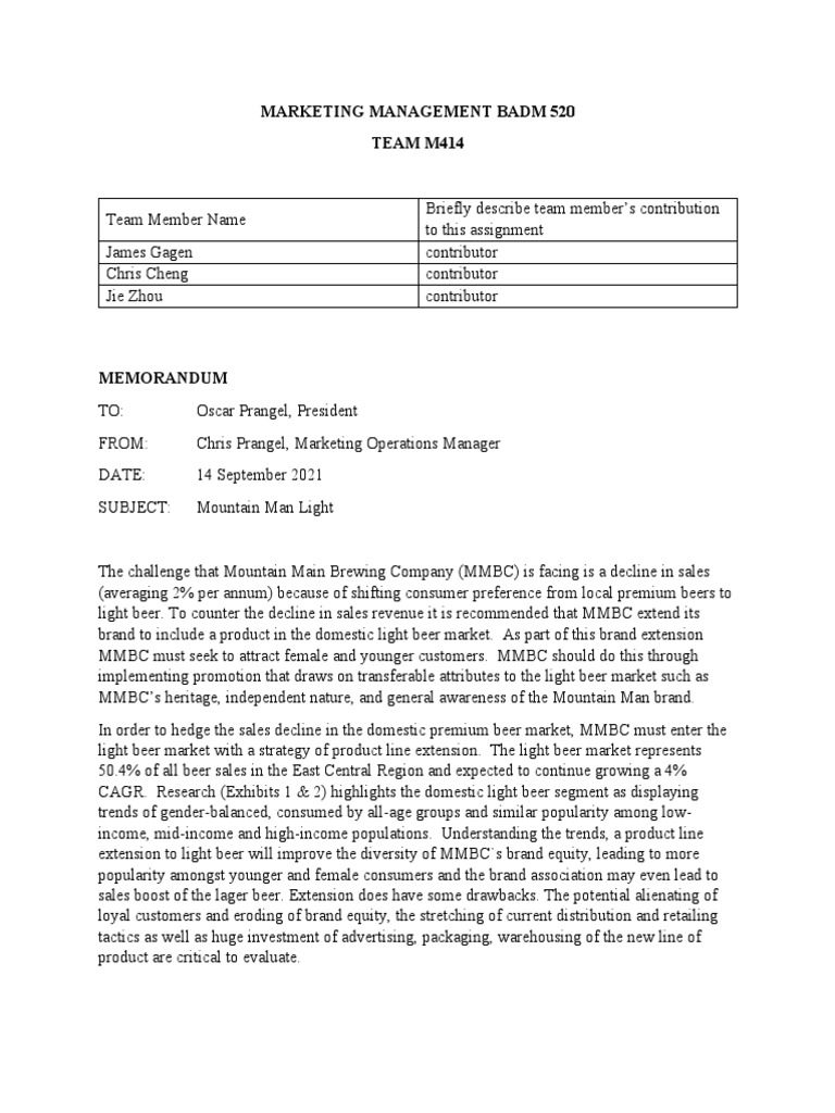 MMBC Case Memo - Version 2 | PDF | Brand | Marketing