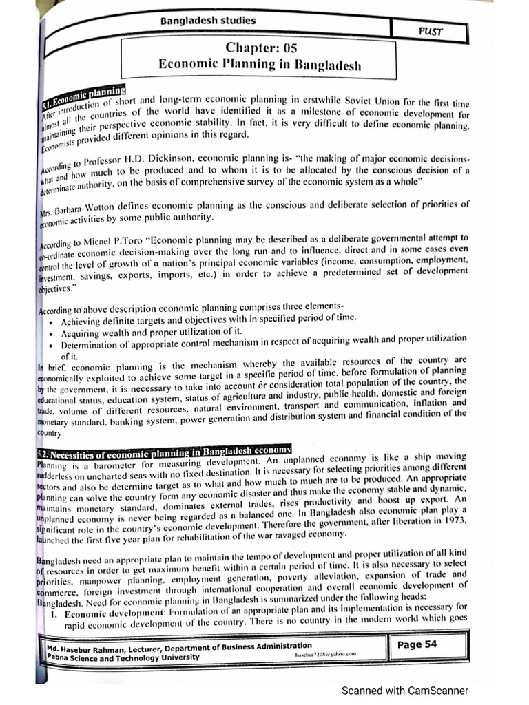 Economic Planning of BD. | PDF