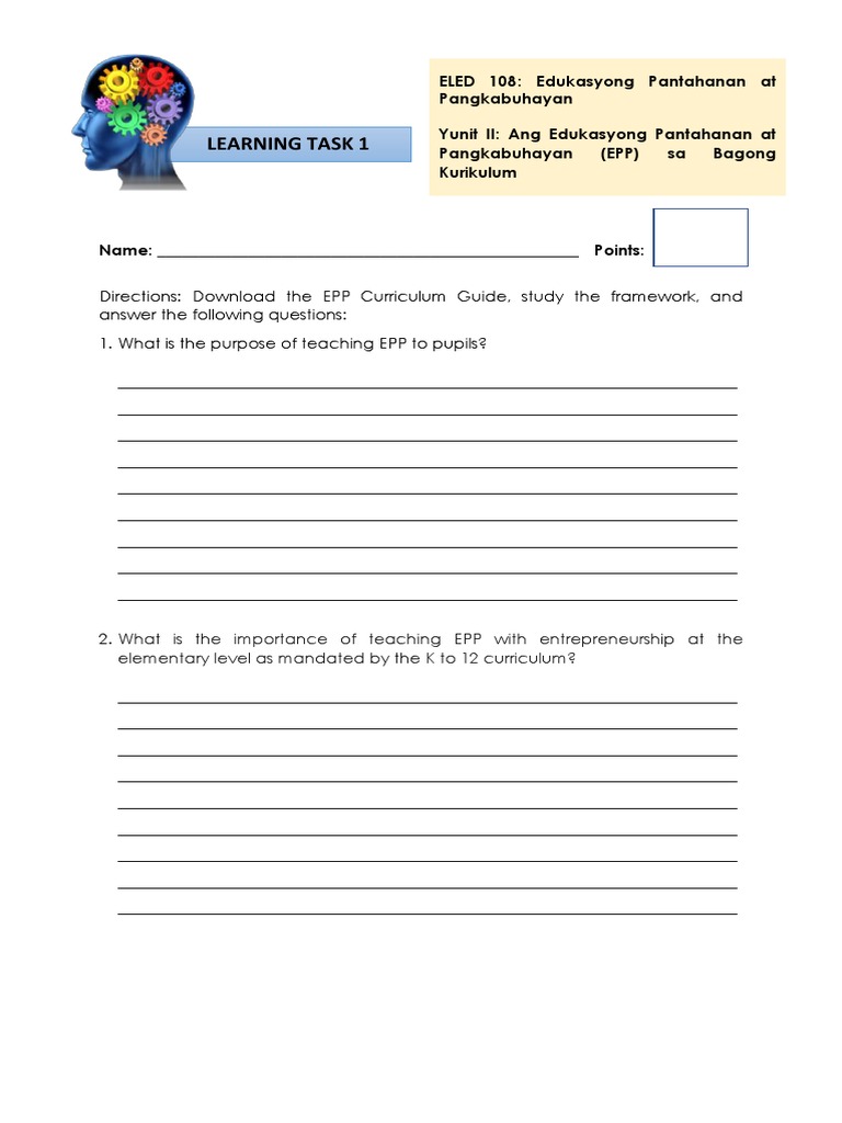 Eled108 Learning Task 1 | Download Free PDF | Curriculum | Spelling