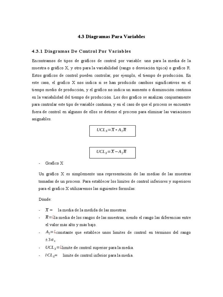 Gráficos de Control X y R para Variables | PDF | Desviación Estándar