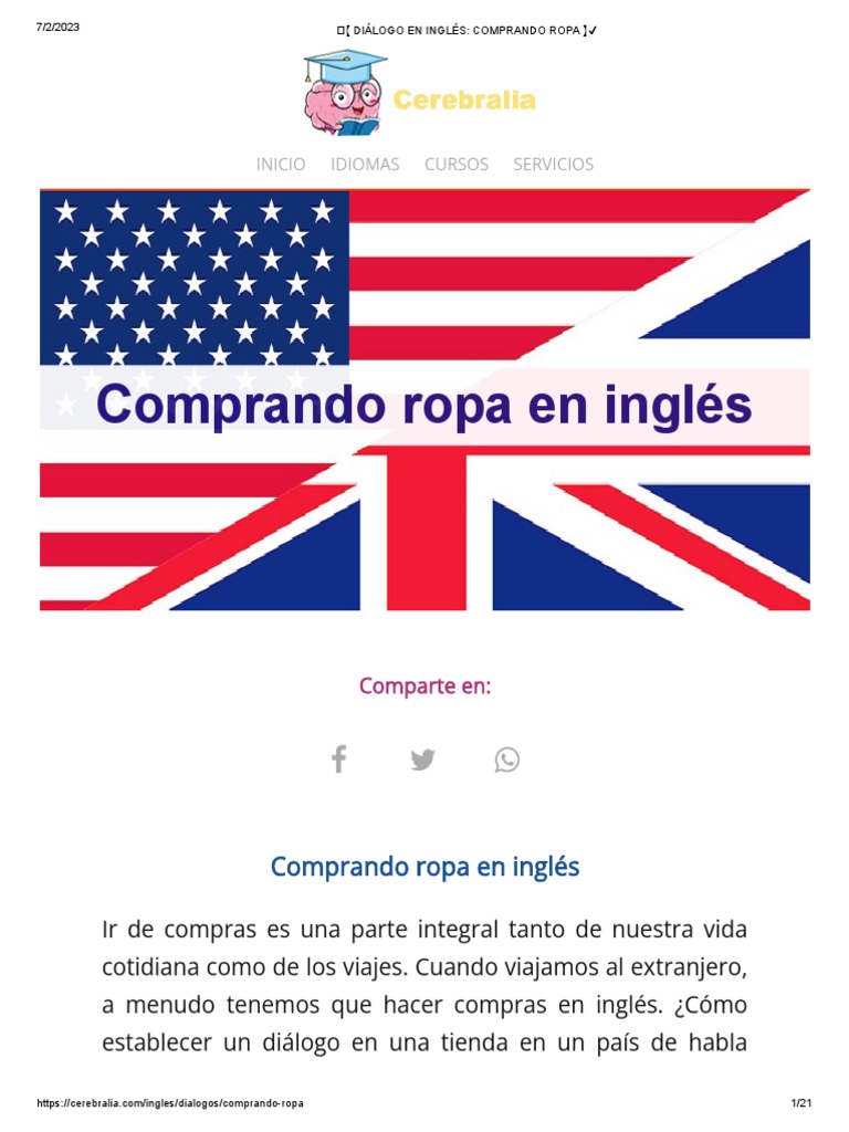 DIÁLOGO EN INGLÉS - COMPRANDO ROPA 】 ️ | PDF | Lingüística | Ciencia ...