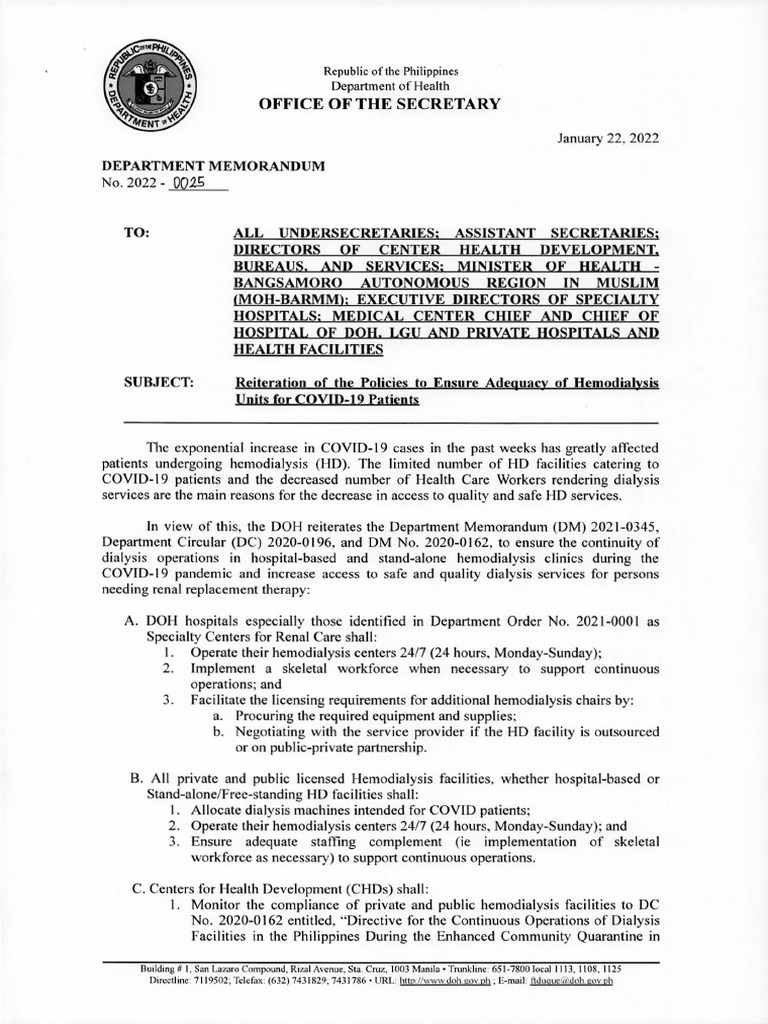 DM 2022-0025 - Reiteration of The Policies To Ensure Adequacy of ...
