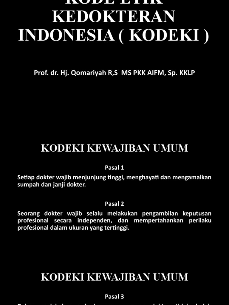 2029 Kodeki Kode Etik Kedokteran | PDF