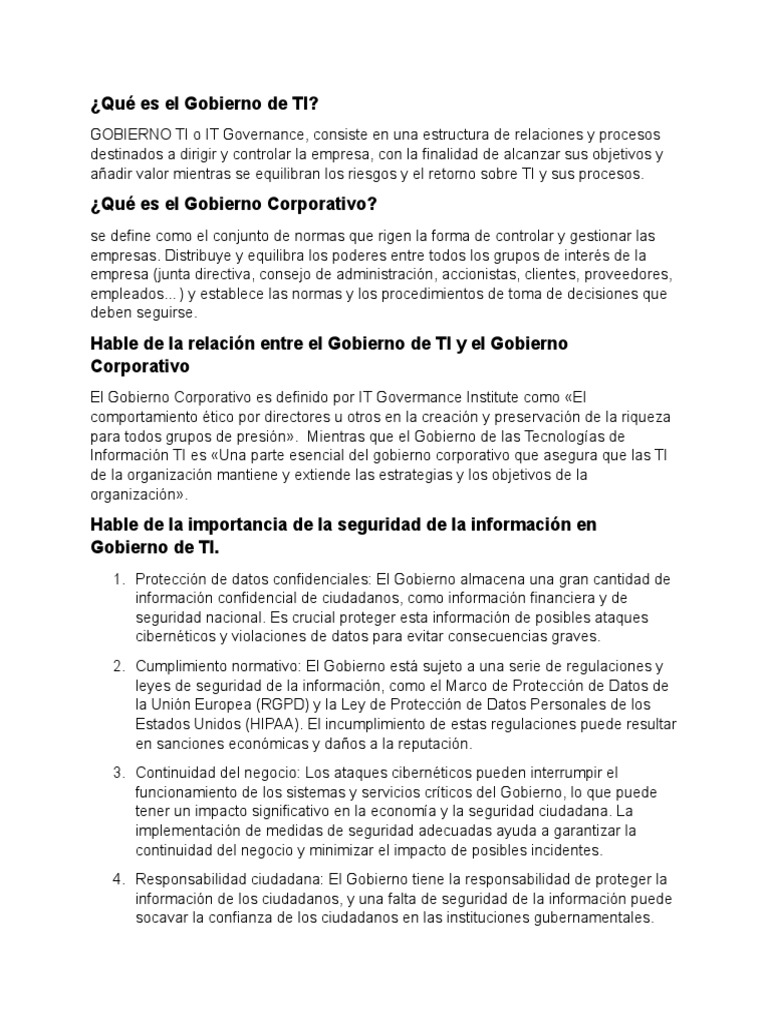 Gobierno TI | PDF | La seguridad informática | Seguridad