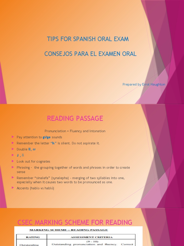 Essential Tips for Spanish Oral Exam | PDF | Spanish Language | Verb