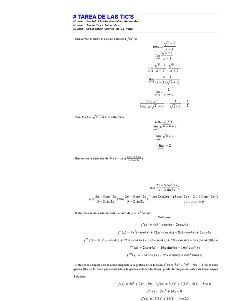 TAREA TIC'S - Jupyter Notebook | PDF | Matemáticas | Análisis matemático