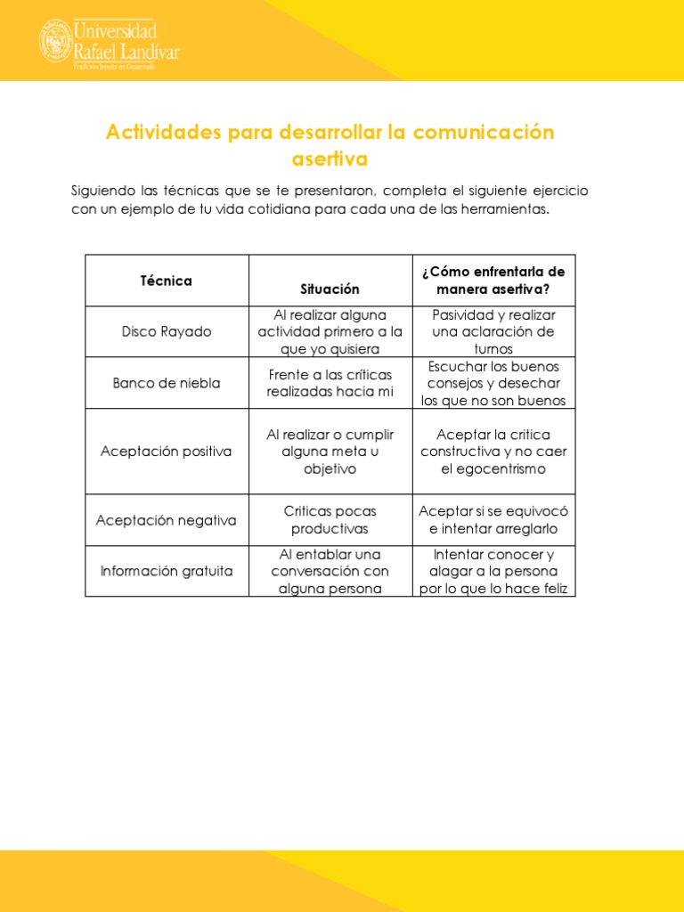 Actividades Comunicación Asertiva | PDF | Autoestima
