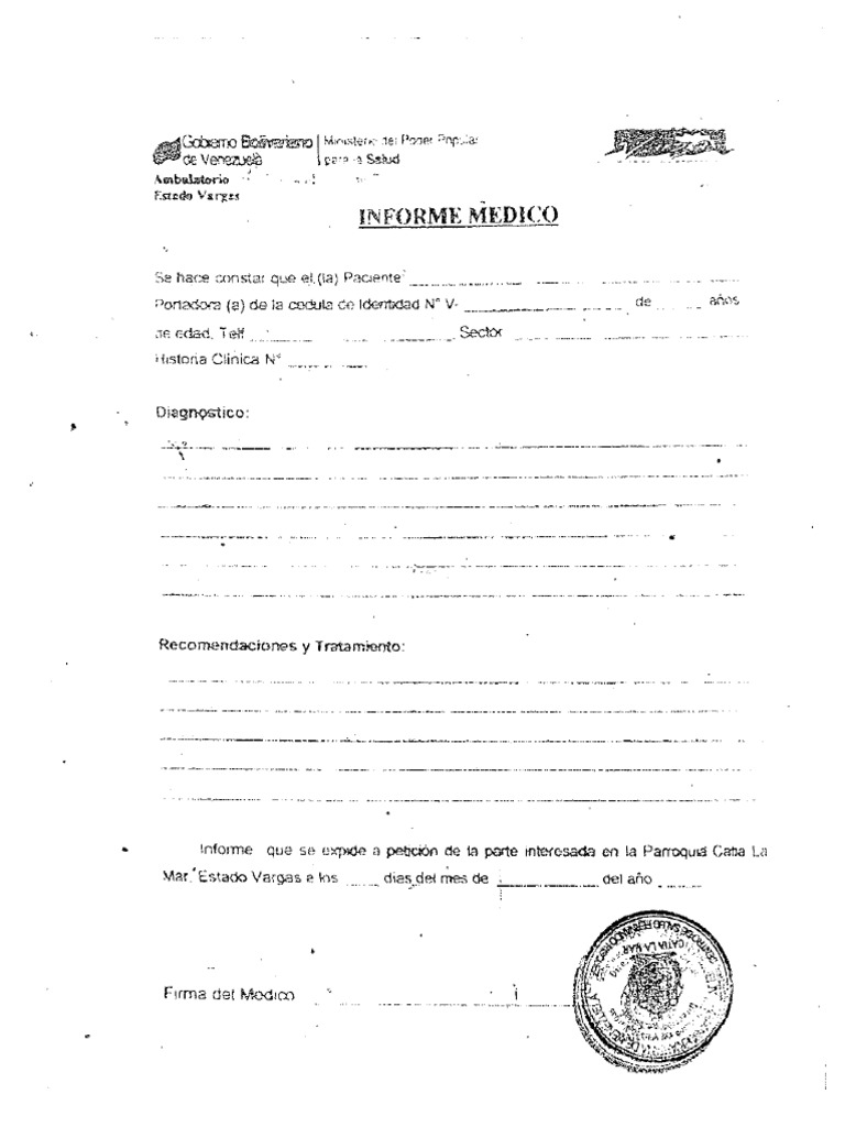 Formato de Informe Medico | PDF