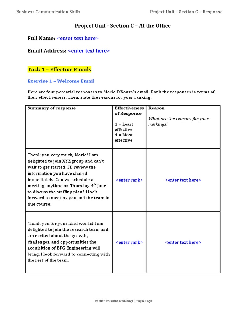 Section C - Project Response Template | PDF | Human Communication ...