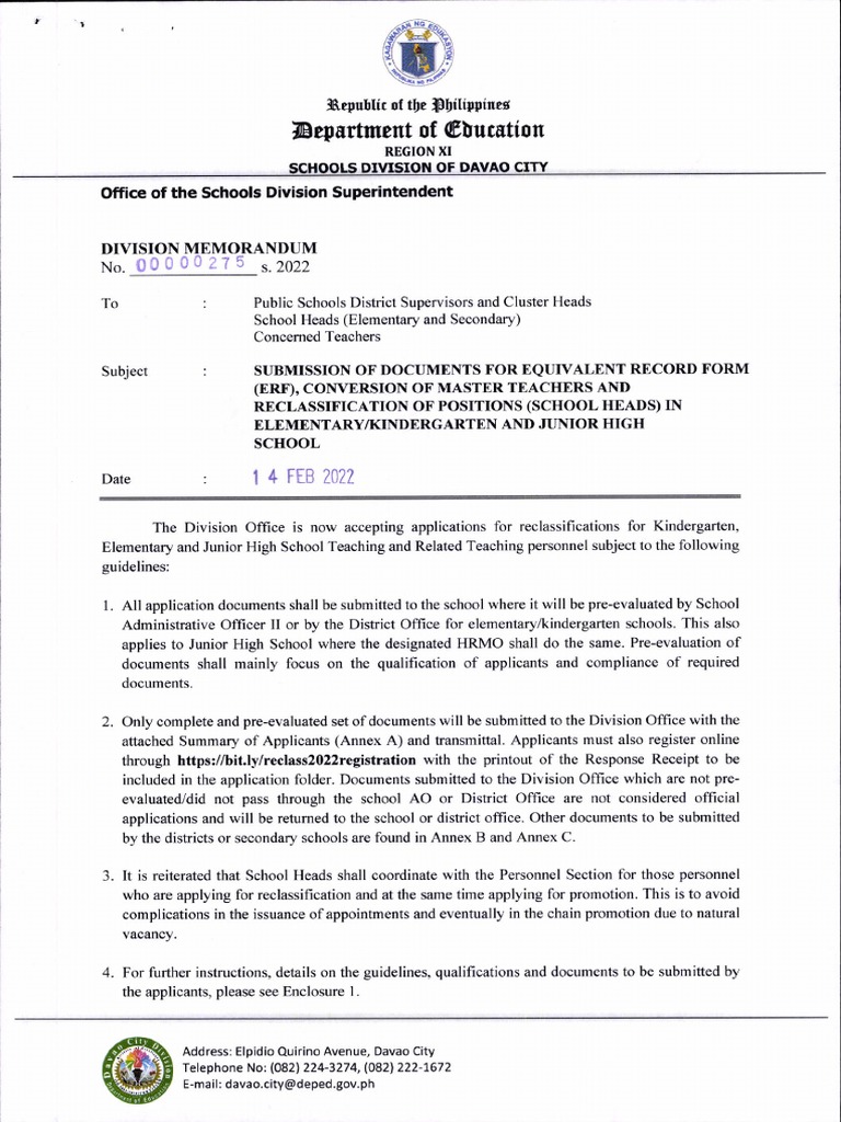 2022-DM No. 275- SUBMISSION OD DOCUMENTS FOR EQUIVALENT RECORD FORM ... 2022-DM No. 275- SUBMISSION OD DOCUMENTS FOR EQUIVALENT RECORD FORM ...