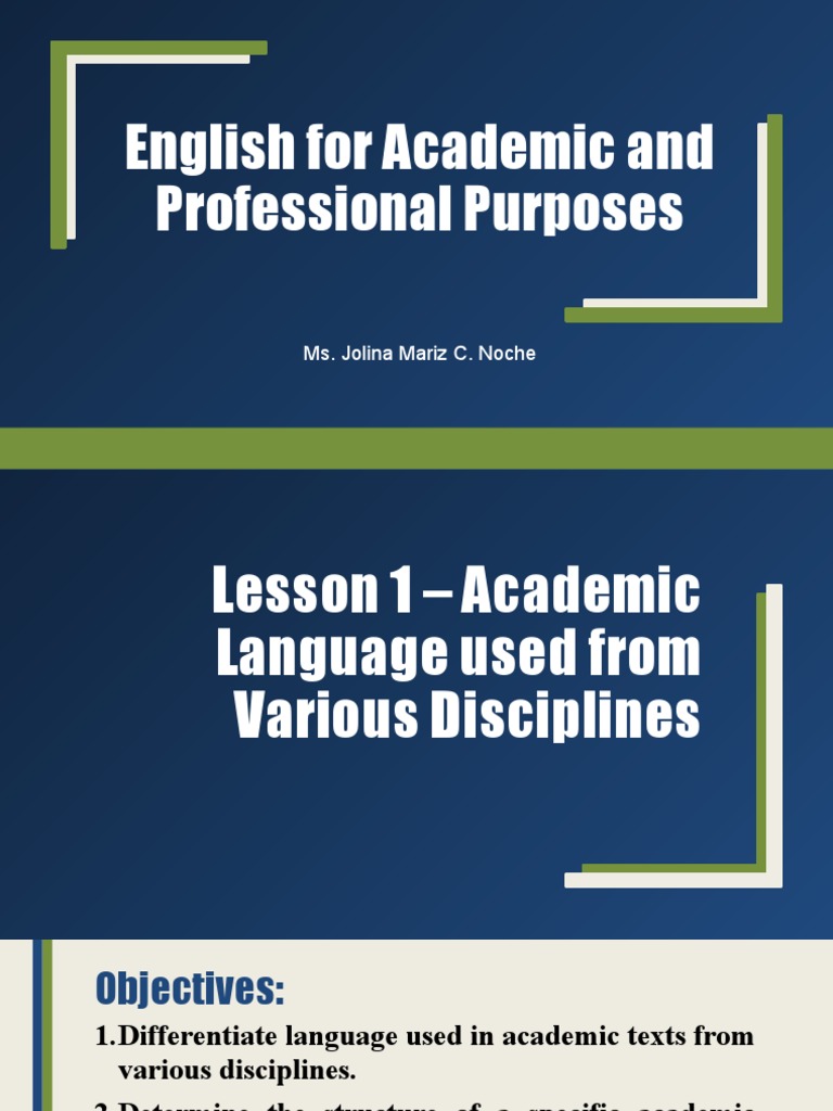 Lesson 1 - Academic Language Used From Various Disciplines | PDF | Word | Argument