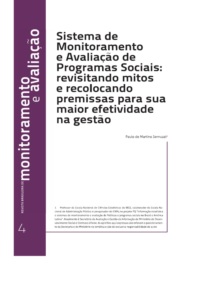 Januzzi - JANNUZZI, P.M. Sistema de Monitoramento e AvaliaÃ Ã o de ...
