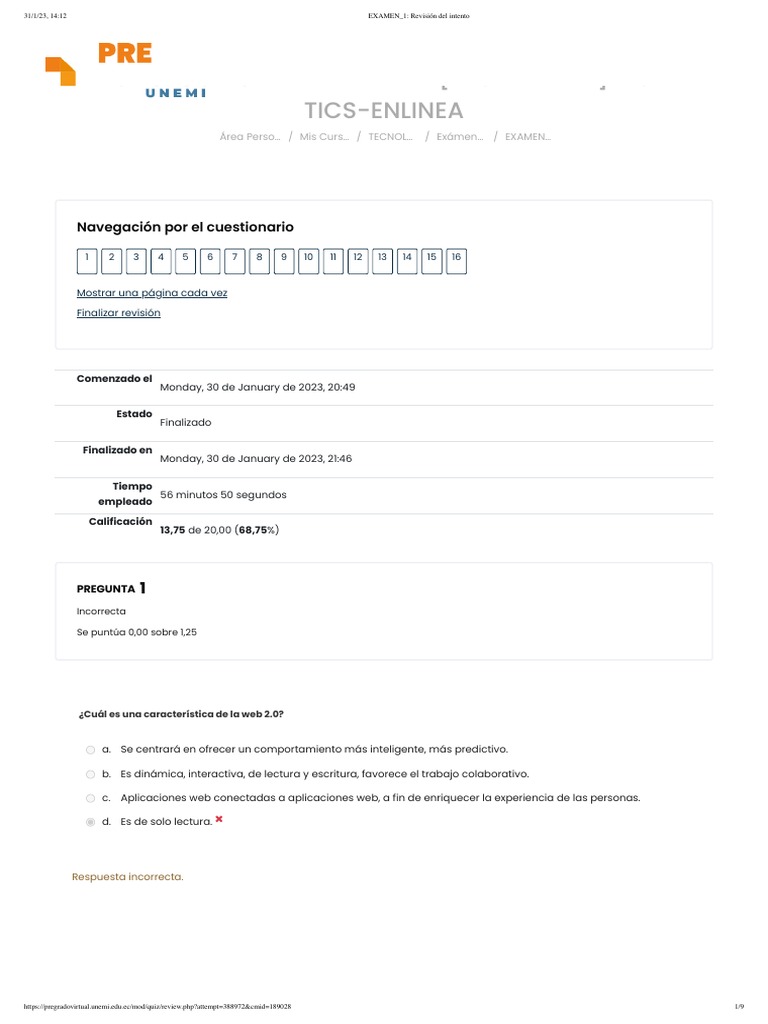 EXAMEN - 1 - Tec | PDF | Aplicación web | Internet y web