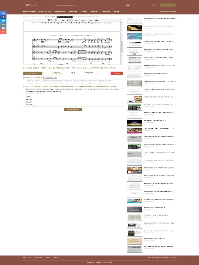 (PDF) Finale 2005 - (Birhen Maria Mass - Panginoon, Kaawaan Mo Kami | PDF