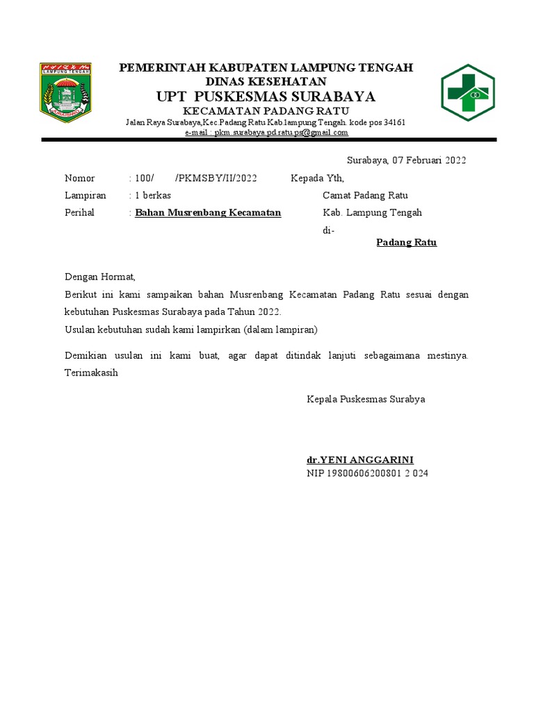 Surat Usulan Musrenbang | PDF