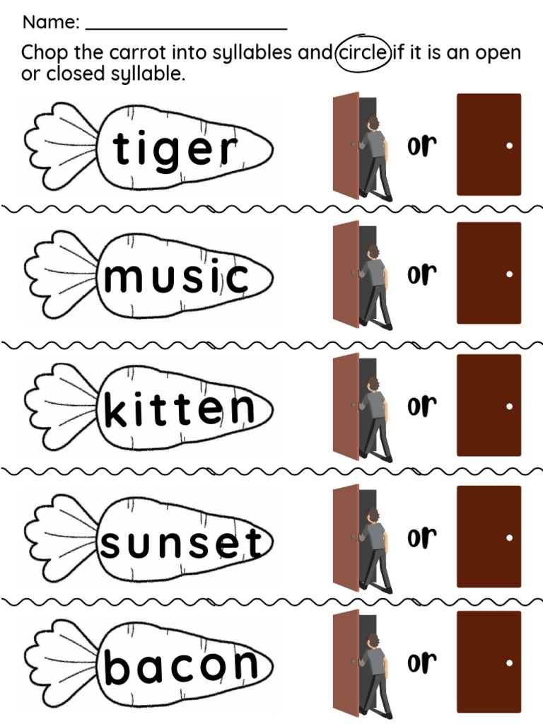 Open Vs Closed Syllables Worksheet | PDF | Language Arts & Discipline ...