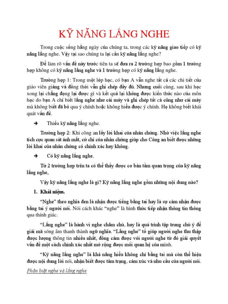 Kĩ năng lắng nghe | PDF