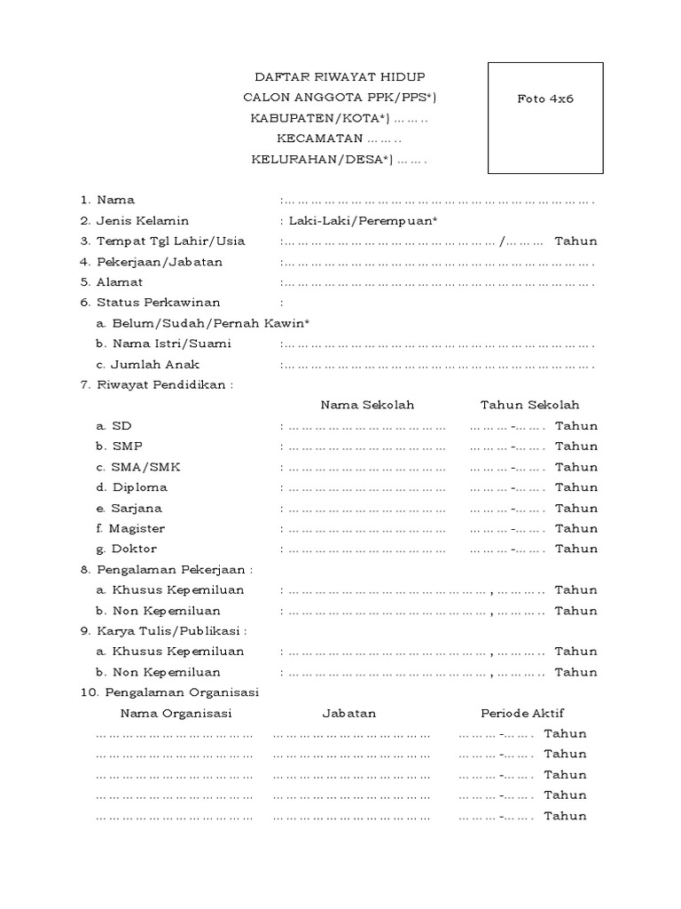 1669018500daftar Riwayat Hidup Calon PPK-PPS | PDF