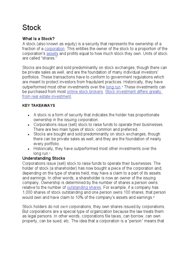 Stock | PDF | Stocks | Bonds (Finance)